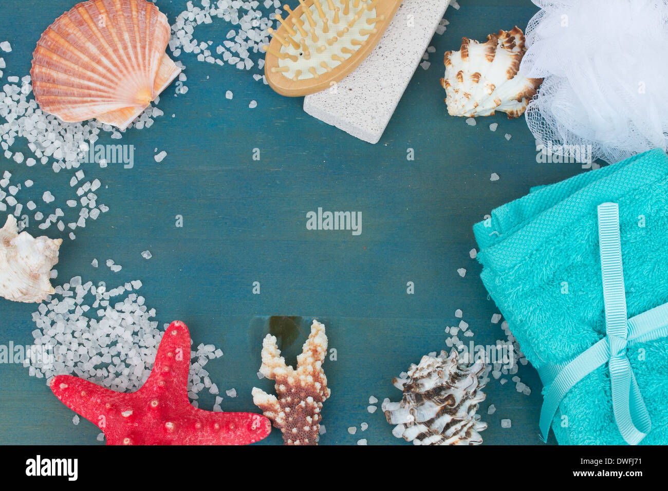 frame of sea salt and shells Stock Photo - Alamy