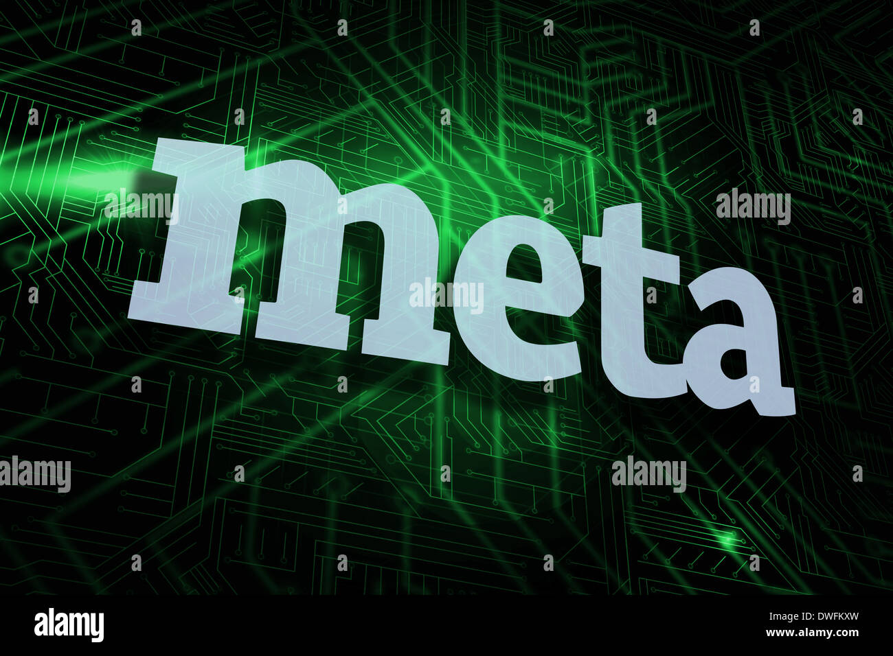 Meta against green and black circuit board Stock Photo - Alamy