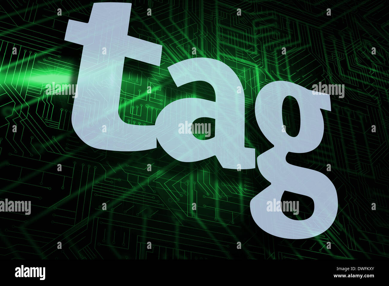 Tag against green and black circuit board Stock Photo - Alamy
