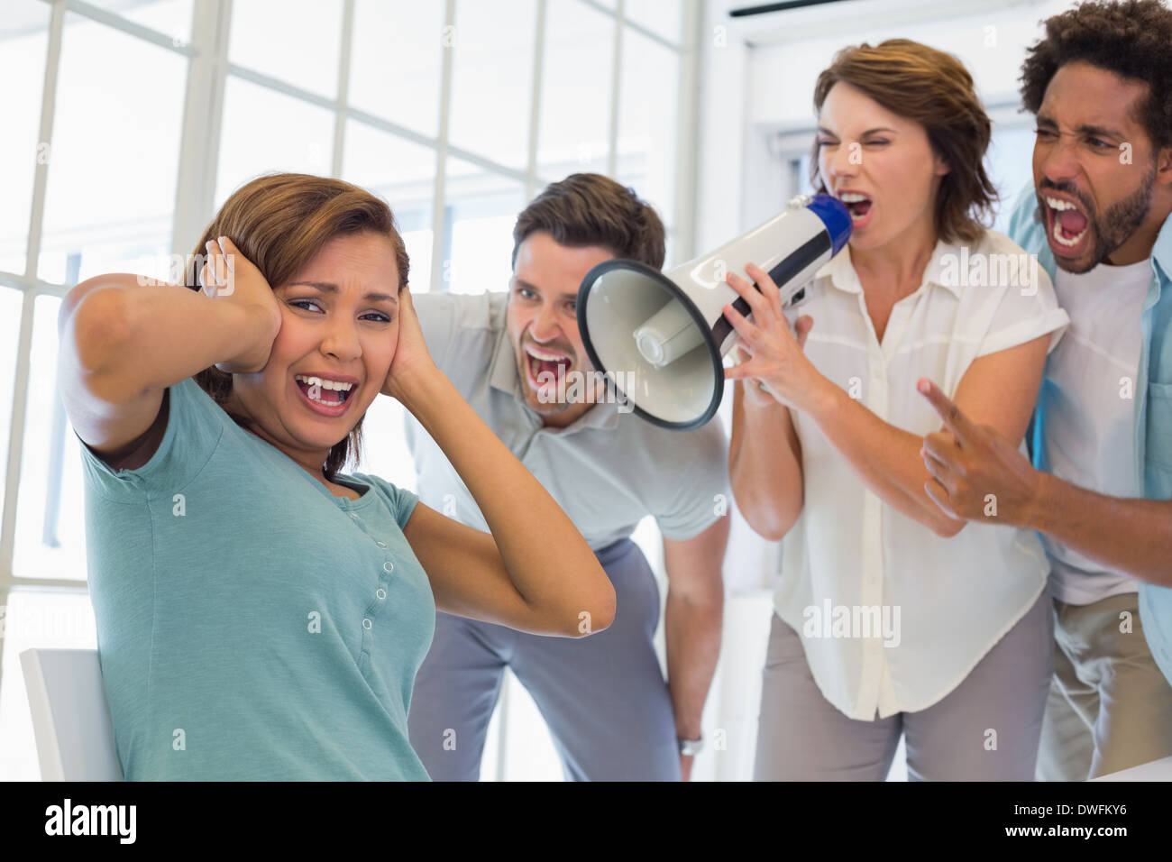 Man yelling through bullhorn hi-res stock photography and images - Alamy