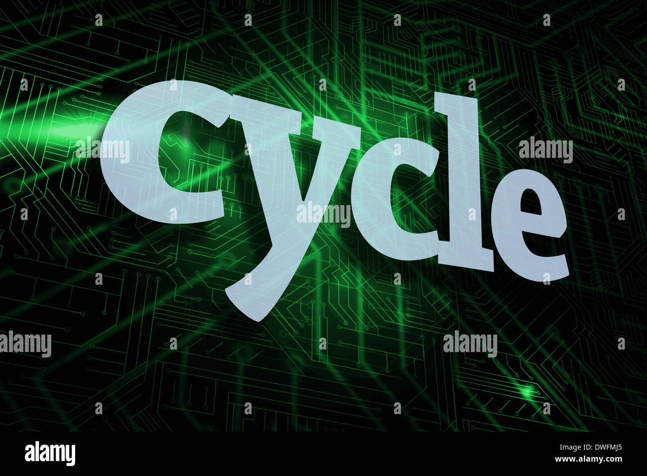 Cycle against green and black circuit board Stock Photo - Alamy