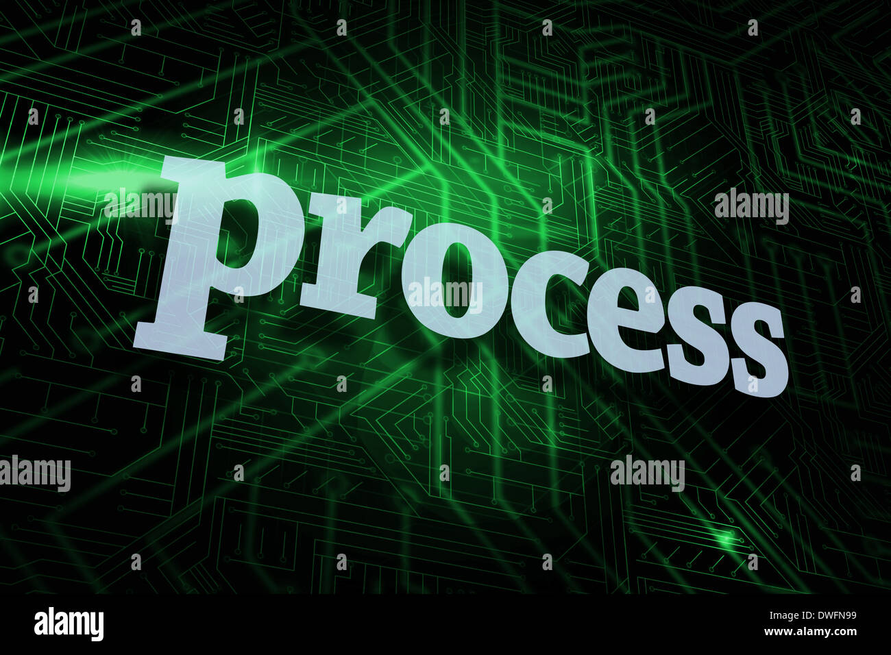 Process against green and black circuit board Stock Photo - Alamy