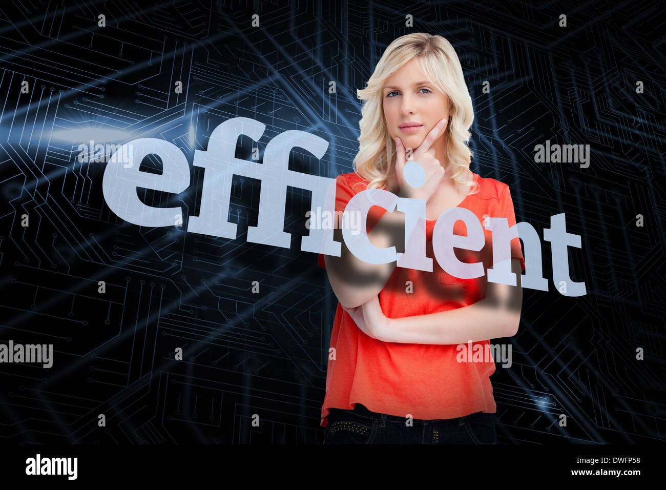 Efficient against futuristic black and blue background Stock Photo - Alamy