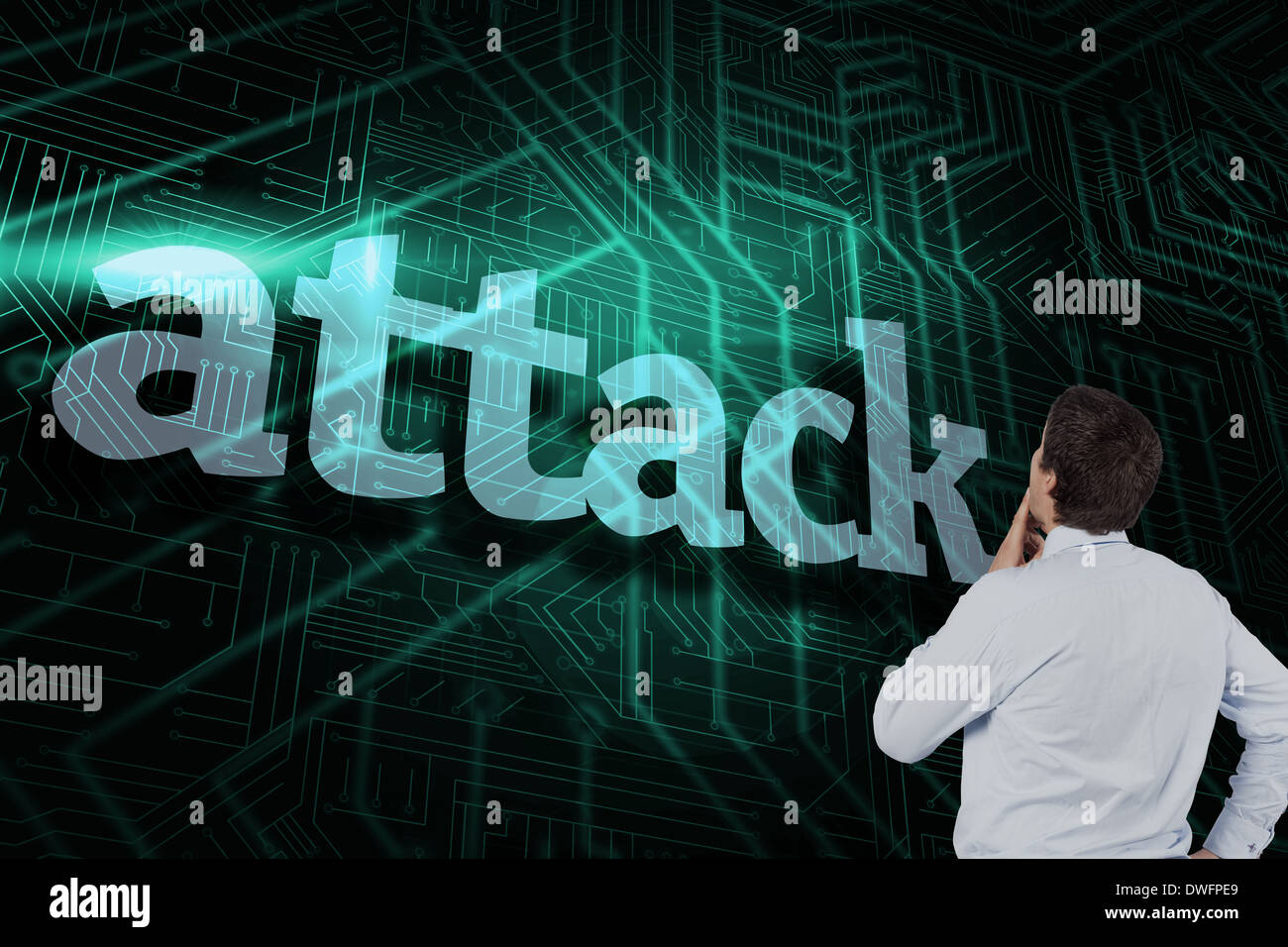 Attack against green and black circuit board Stock Photo - Alamy