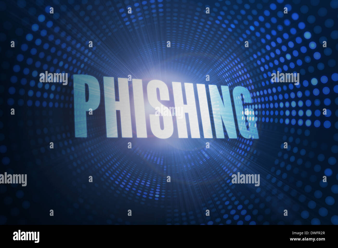 Phishing against futuristic dotted blue and black background Stock ...