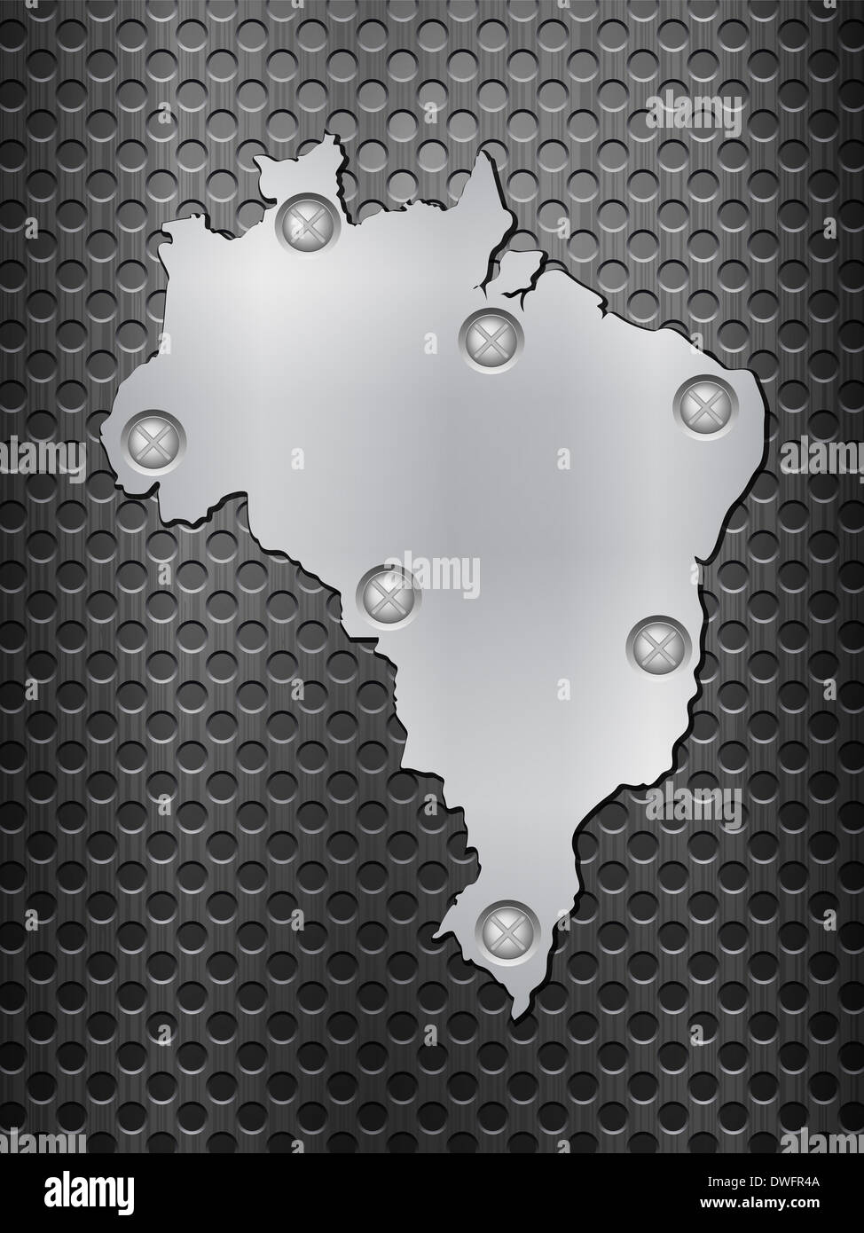 Brazil metal map on a black metal grid Stock Photo - Alamy