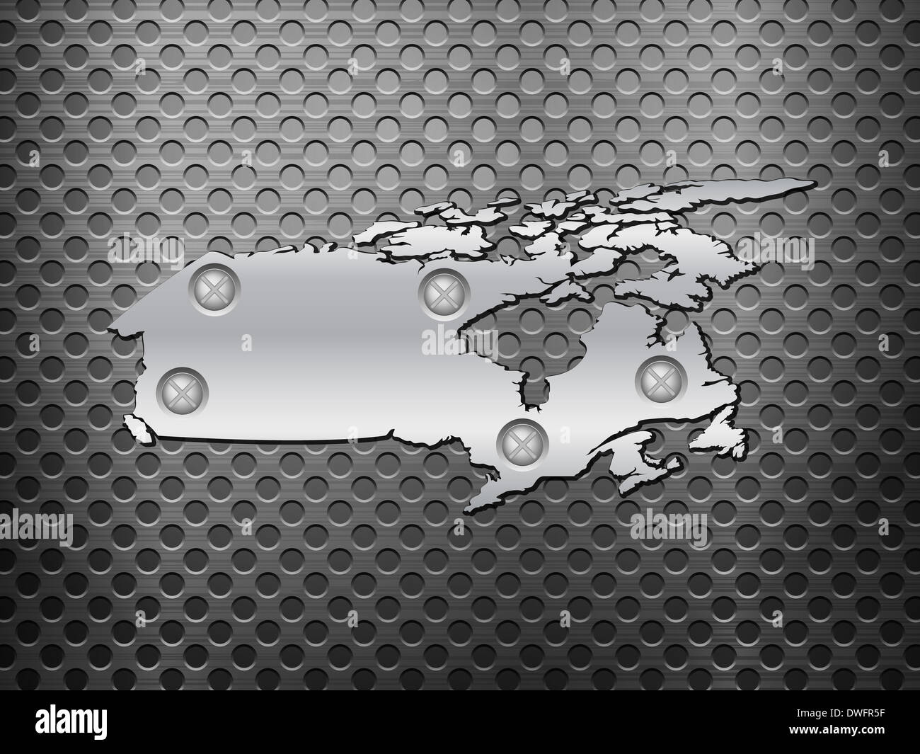 Canada metal map on a black metal grid Stock Photo - Alamy