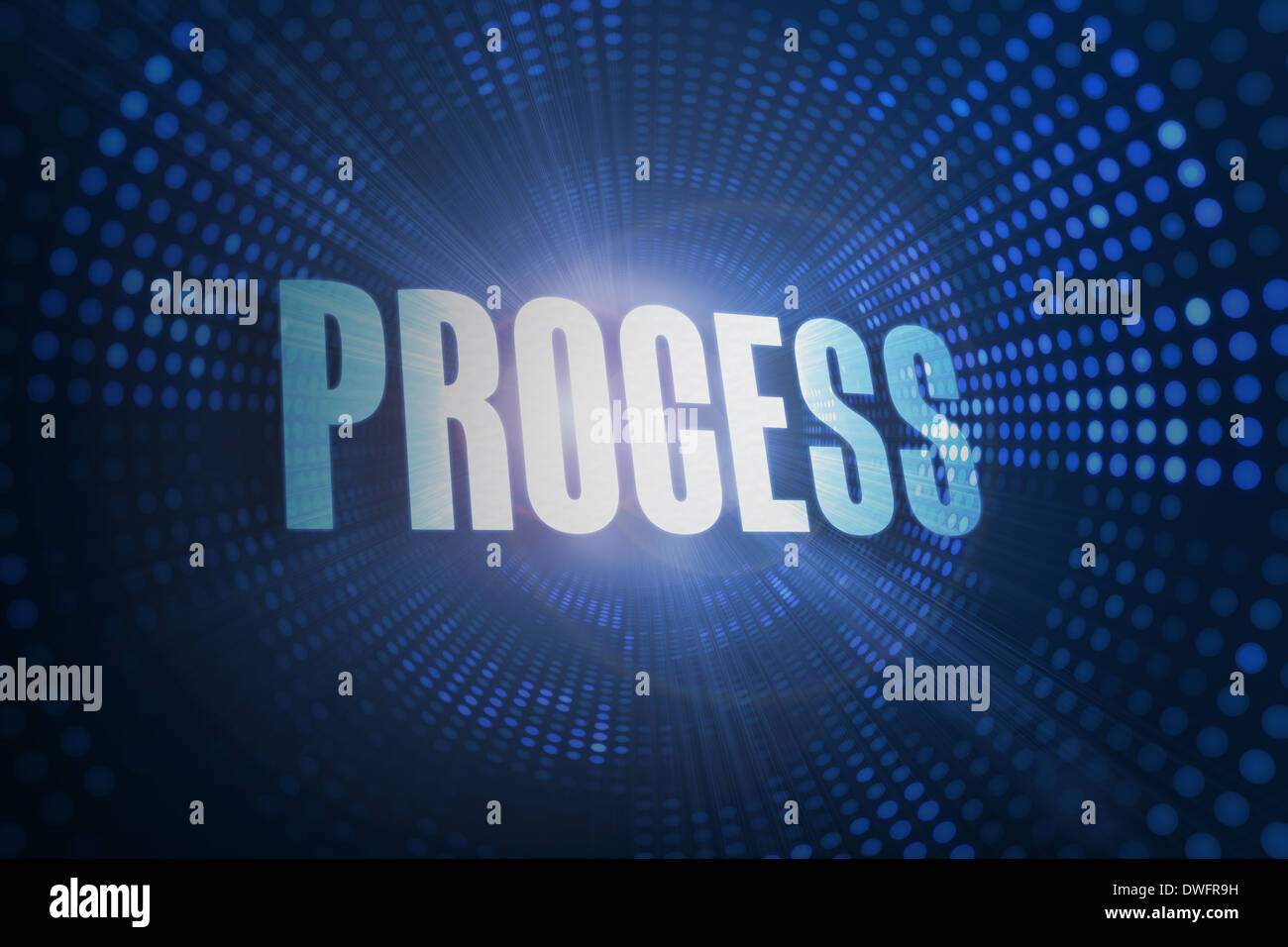 Process against futuristic dotted blue and black background Stock Photo ...