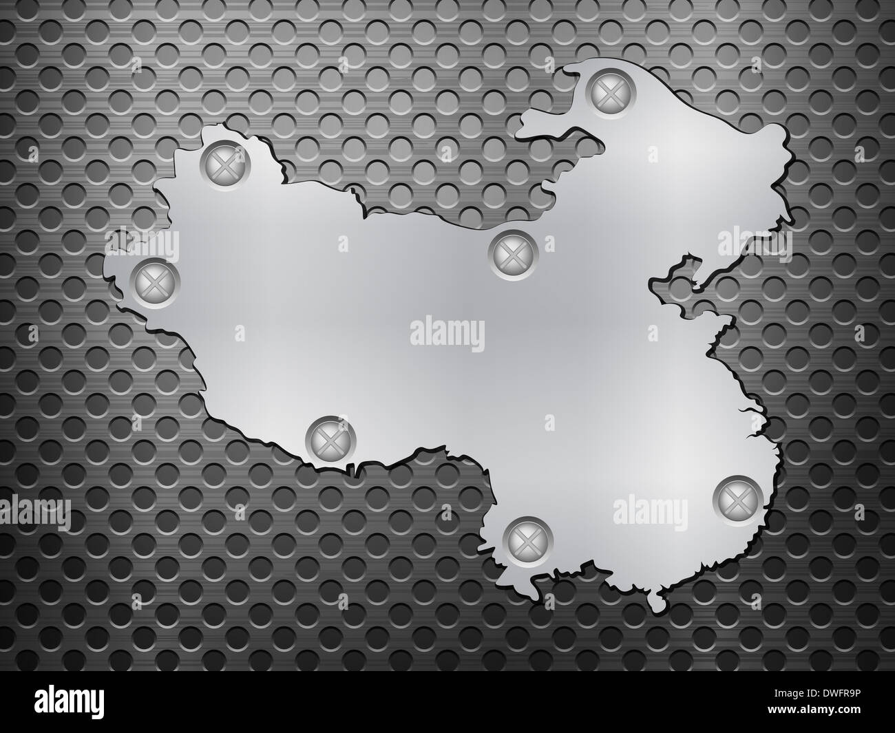 China metal map on a black metal grid Stock Photo - Alamy