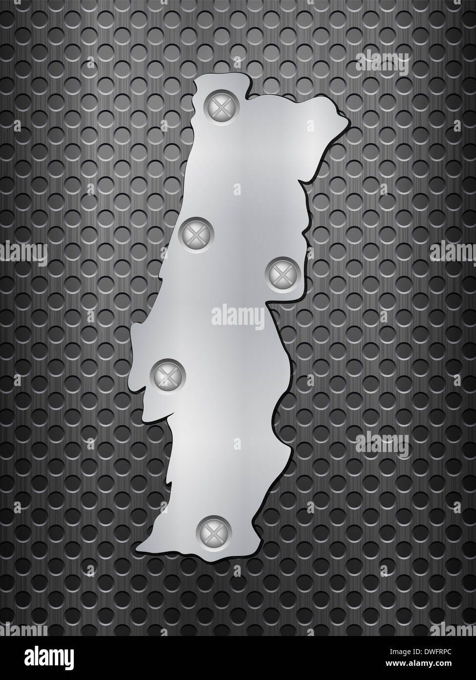 Portugal metal map on a black metal grid Stock Photo - Alamy