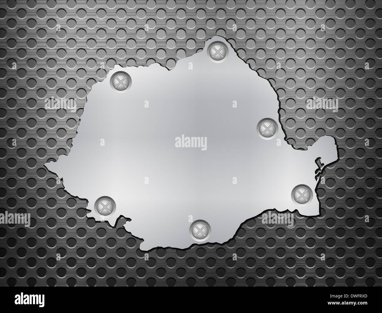 Romania metal map on a black metal grid Stock Photo - Alamy