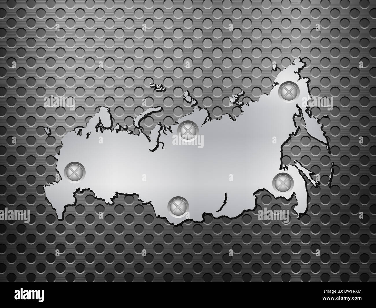 Russia metal map on a black metal grid Stock Photo - Alamy