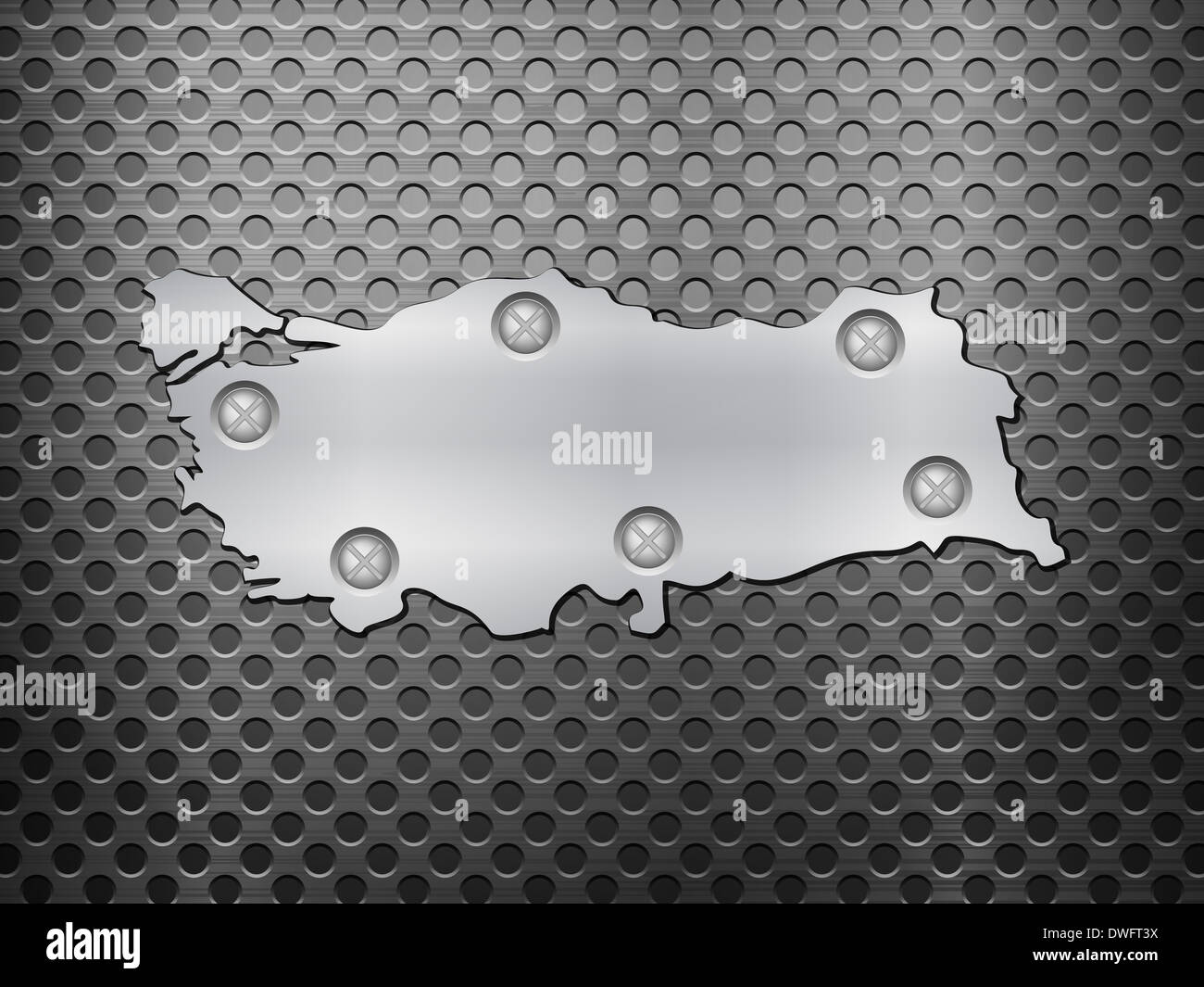 Turkey metal map on a black metal grid Stock Photo - Alamy