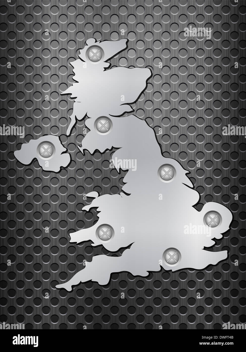 UK metal map on a black metal grid Stock Photo - Alamy