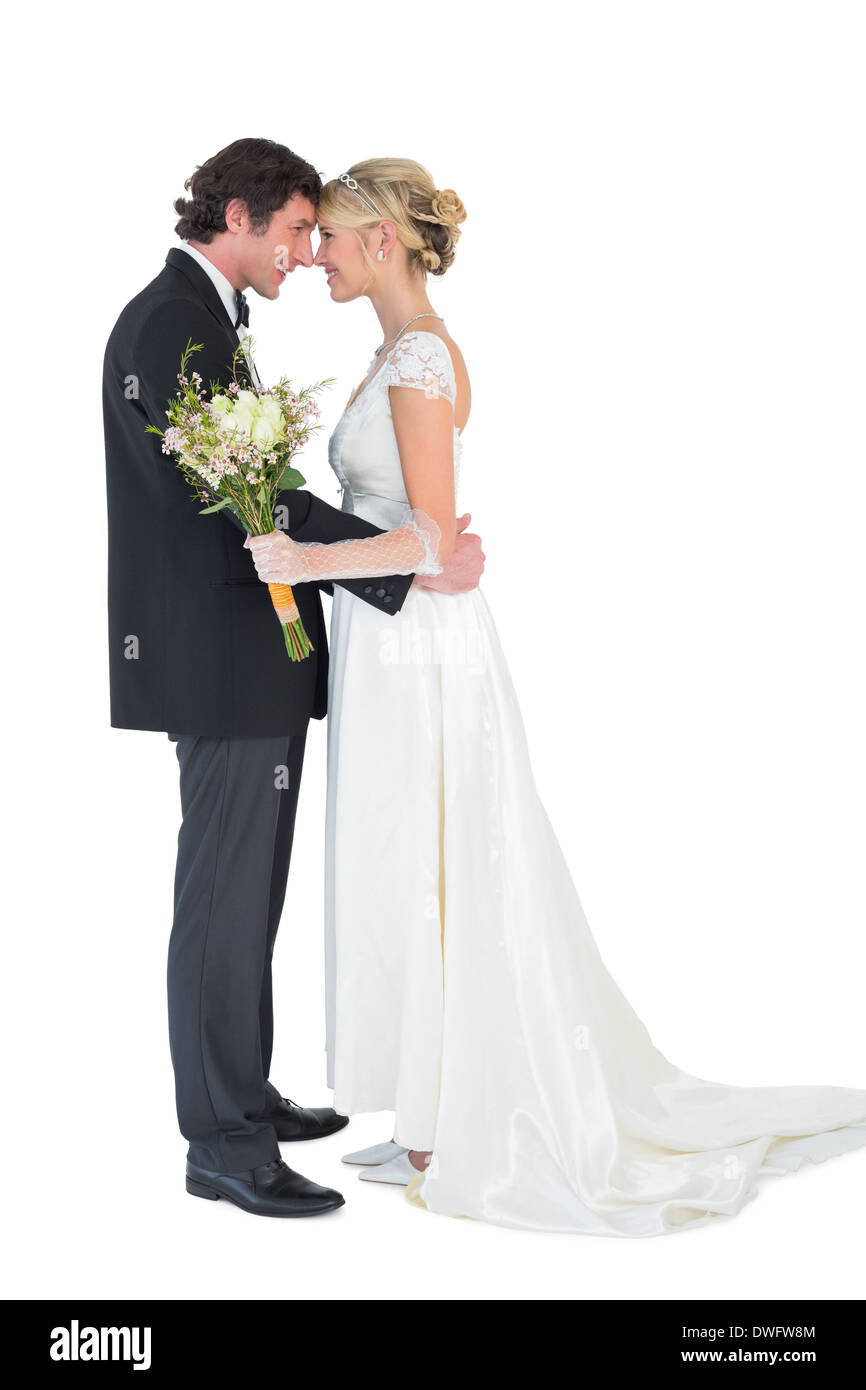 Happy bride groom male female Cut Out Stock Images & Pictures - Alamy