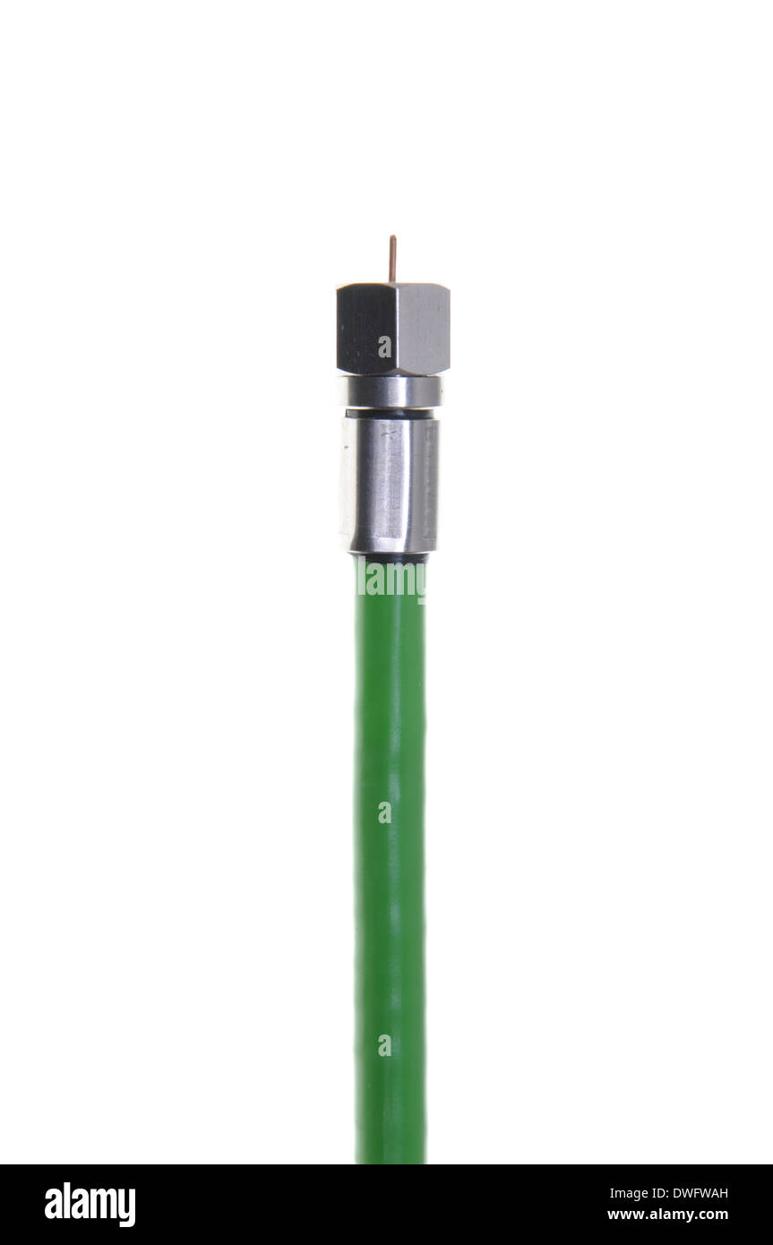 Single coaxial green cable with connector Stock Photo - Alamy
