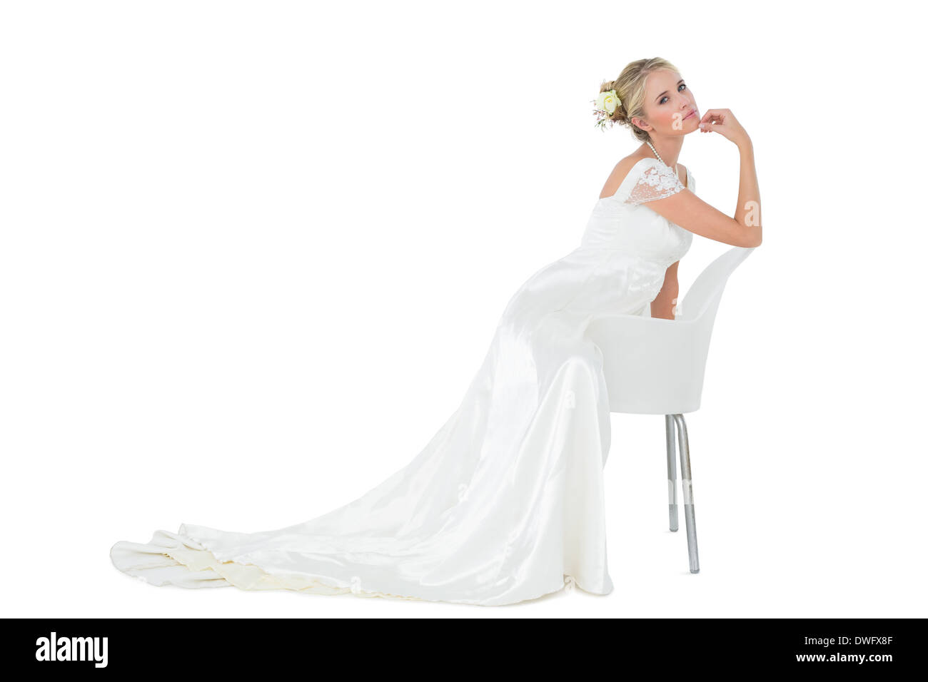 Beautiful woman leaning on Cut Out Stock Images & Pictures - Alamy