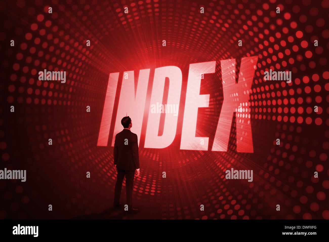 Index against red pixel spiral Stock Photo - Alamy