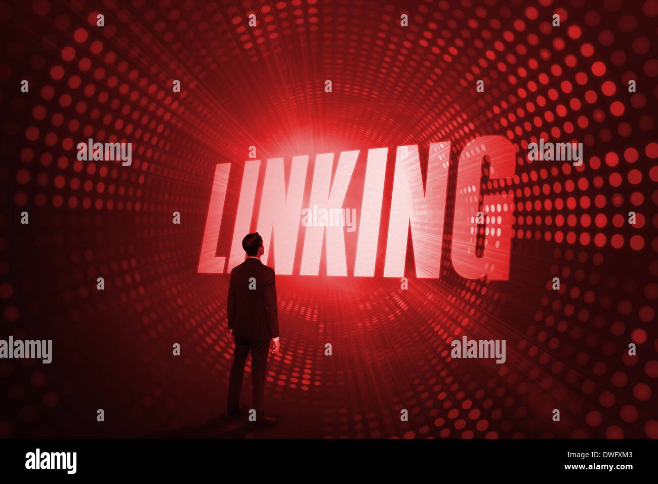 Linking against red pixel spiral Stock Photo - Alamy