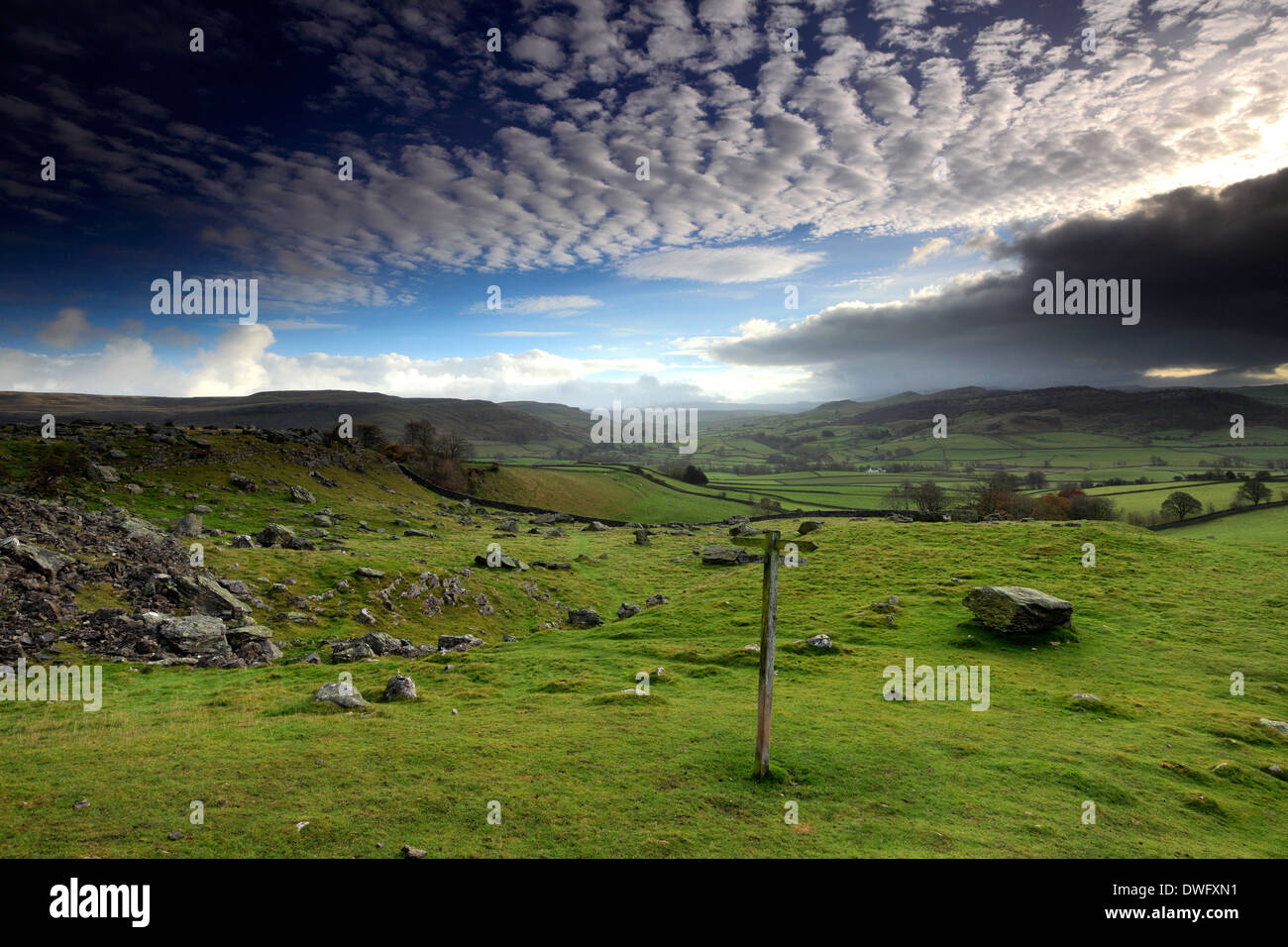 Norber Dale near the village of Austwick, Yorkshire Dales National Park ...