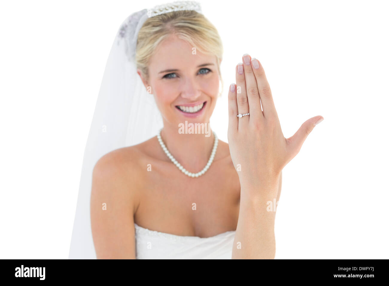 Woman showing off wedding ring hi-res stock photography and images - Alamy