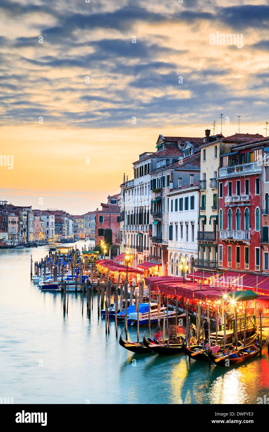 View of famous Grand Canal at sunset, Venice Stock Photo - Alamy