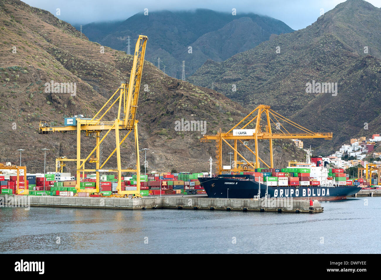 container shipping terminal. Tenerife Canary Islands Stock Photo - Alamy