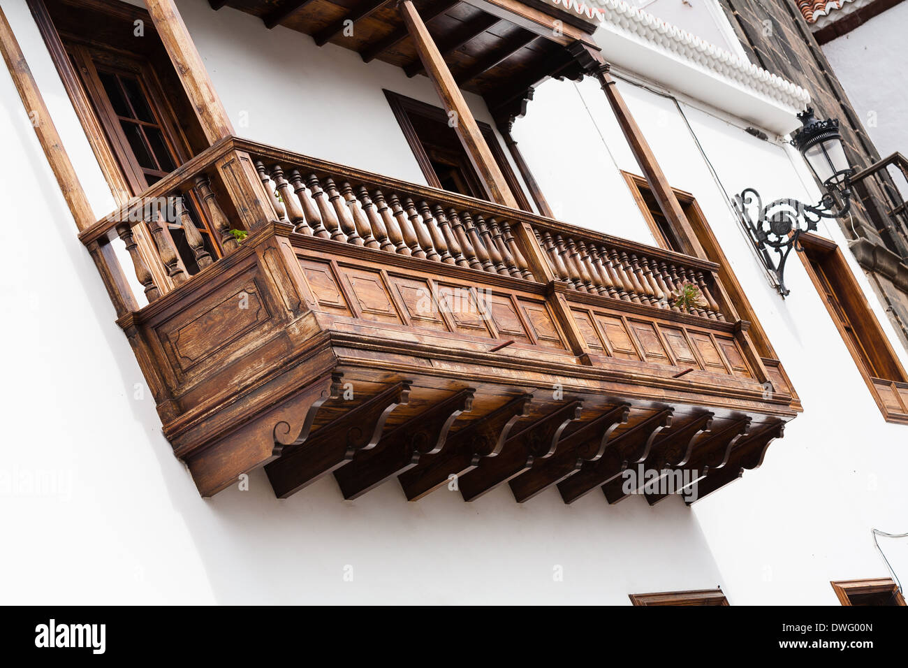 Spanish wooden balcony hi-res stock photography and images - Alamy