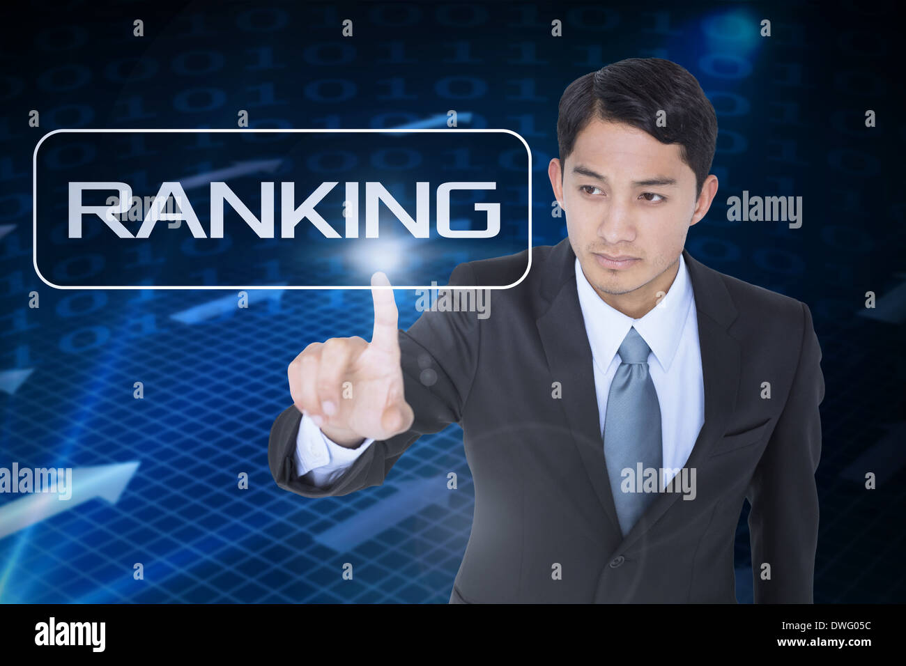 Ranking against grid and arrows on black background Stock Photo - Alamy