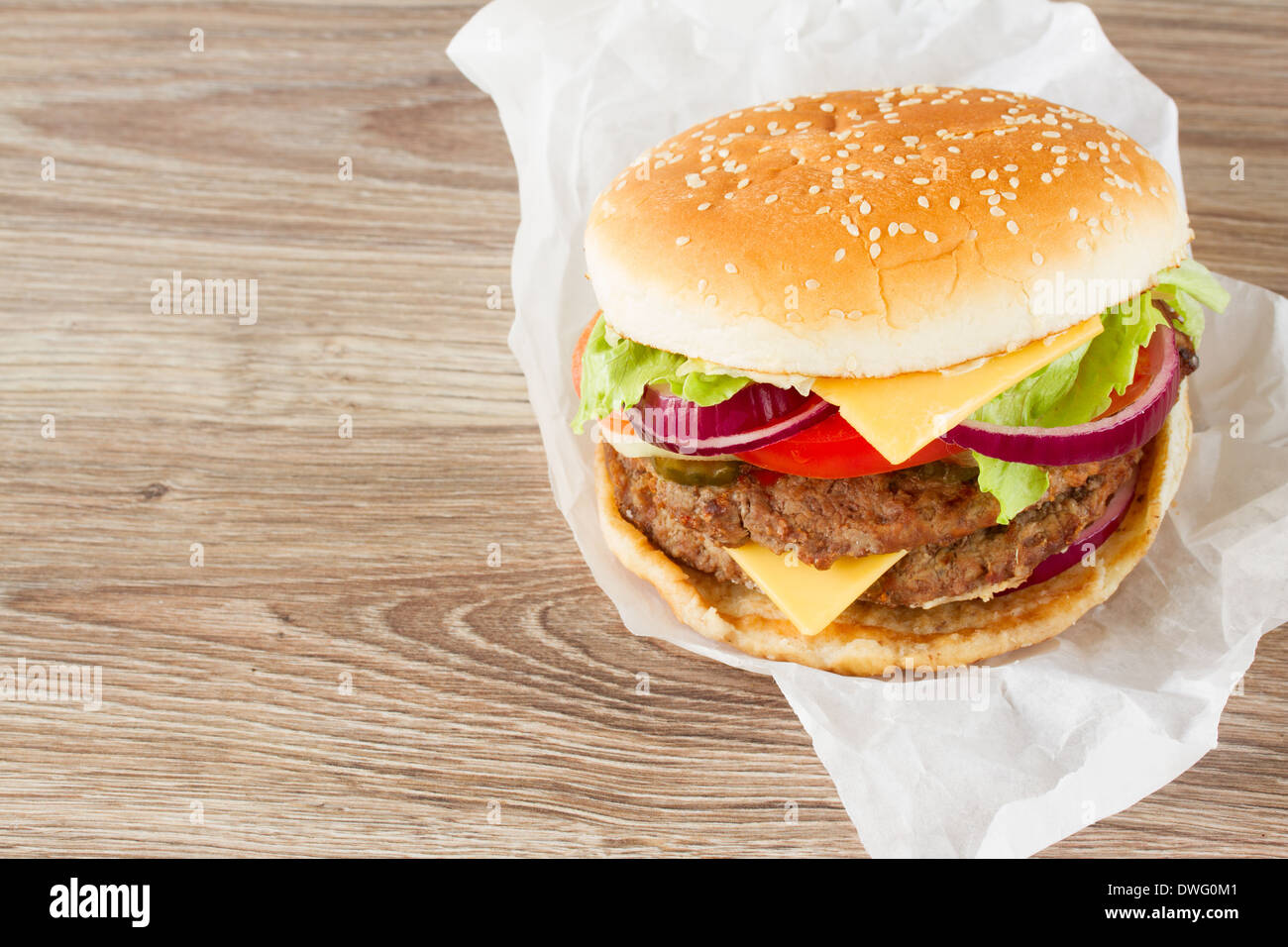 Single Big burger Stock Photo - Alamy