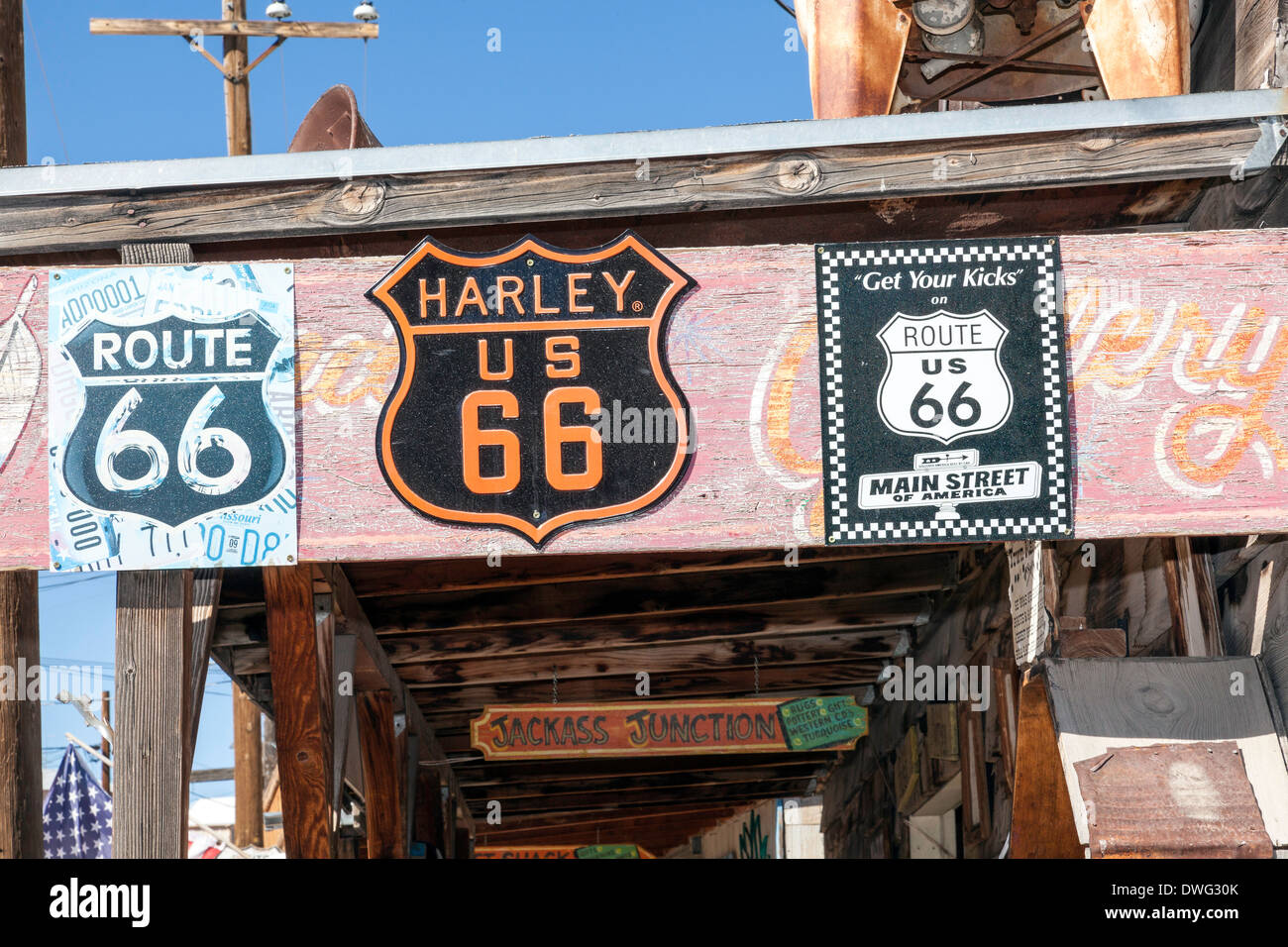 Route 66 sign in Wild West Cowboy Town of Oatman,Arizona,USA,America,on ...