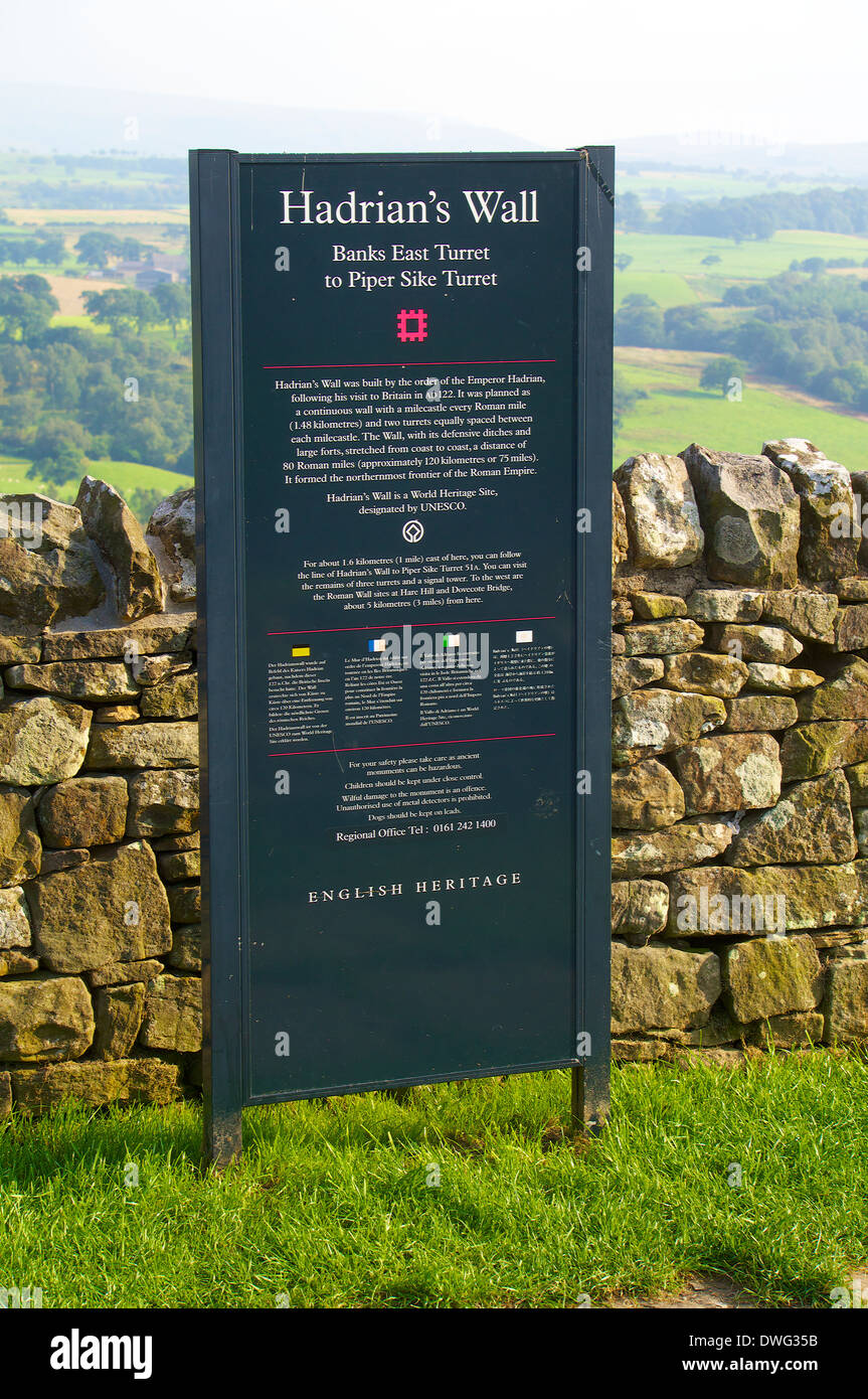Banks East Turret information sign, Hadrian's Wall Northumberland ...