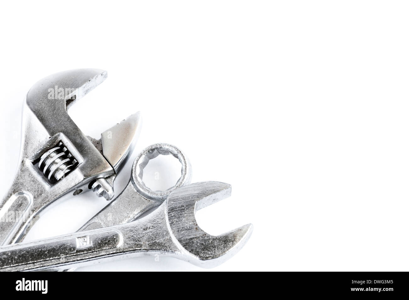 Set of tools over a white background with space for text Stock Photo ...