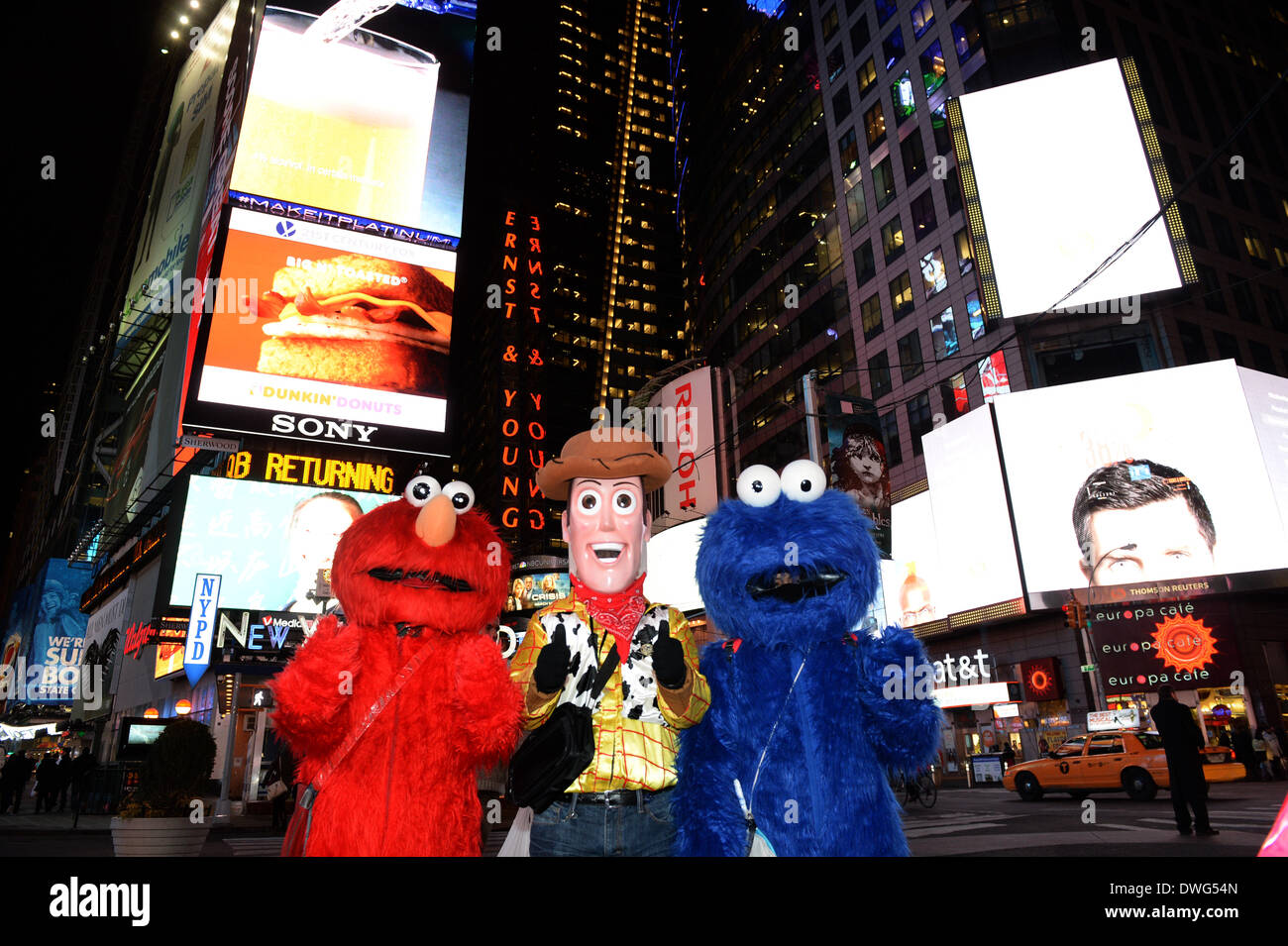 New York City, USA. 06th Mar, 2014. People dressed in costume to pose ...
