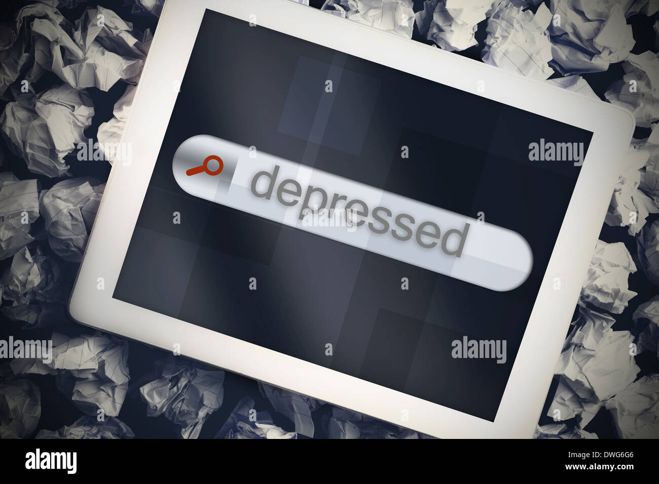 Depressed in search bar on tablet screen Stock Photo - Alamy