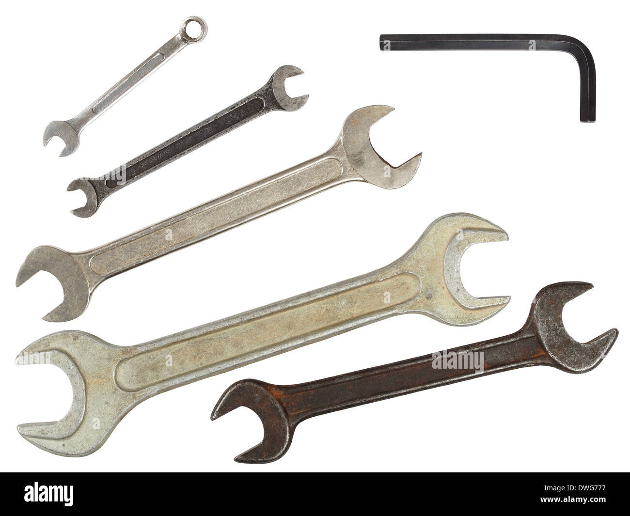Set of used wrenches isolated on white, ready for cut and paste Stock ...
