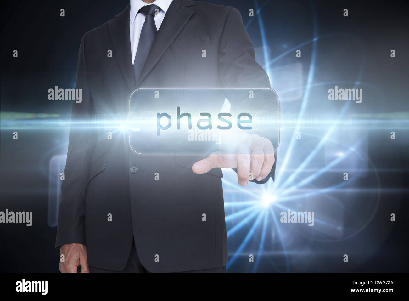 Phase against shiny sphere on black background Stock Photo - Alamy