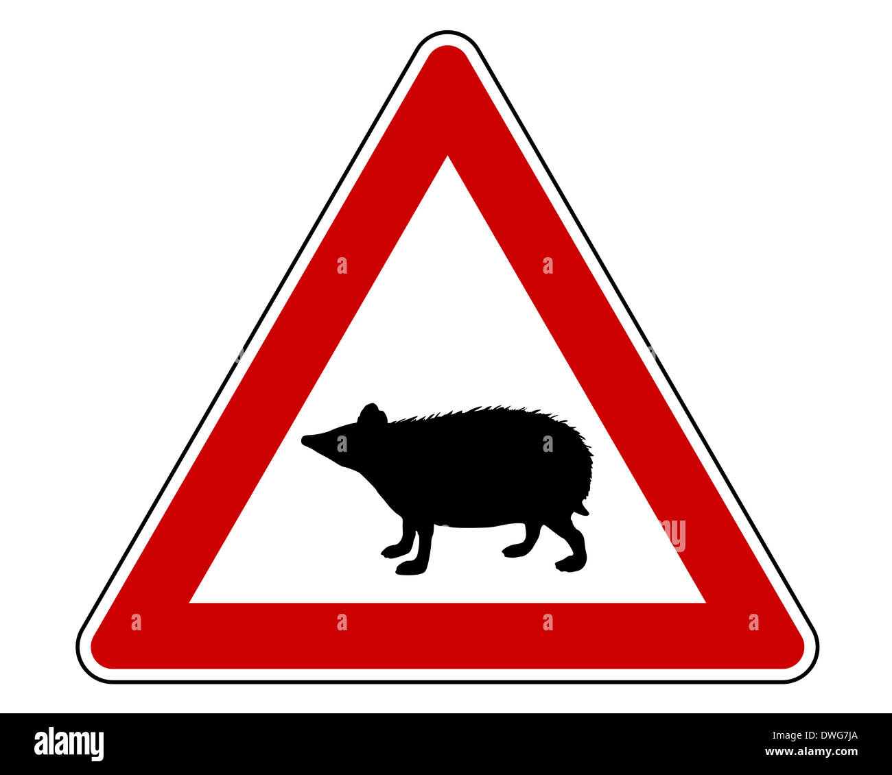 Hedgehog warning sign Stock Photo - Alamy