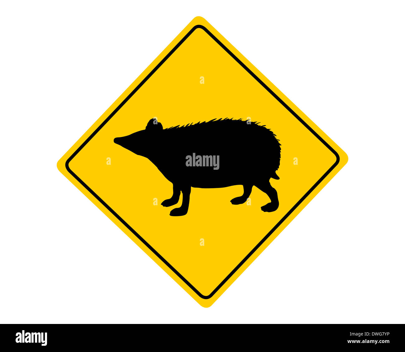 Hedgehog warning sign Stock Photo - Alamy