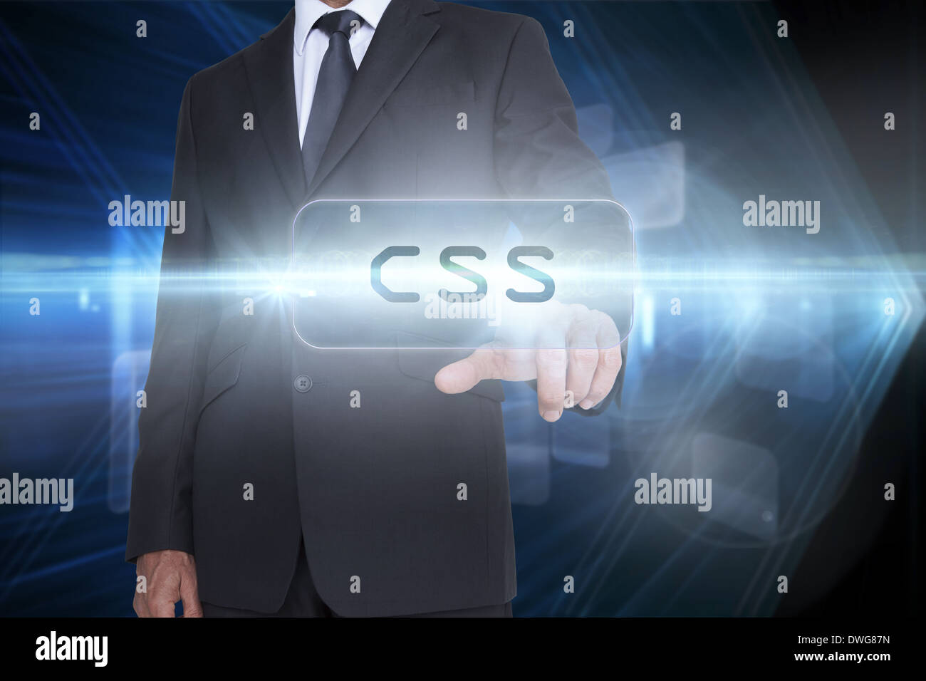Css against shiny arrow lines on black background Stock Photo - Alamy