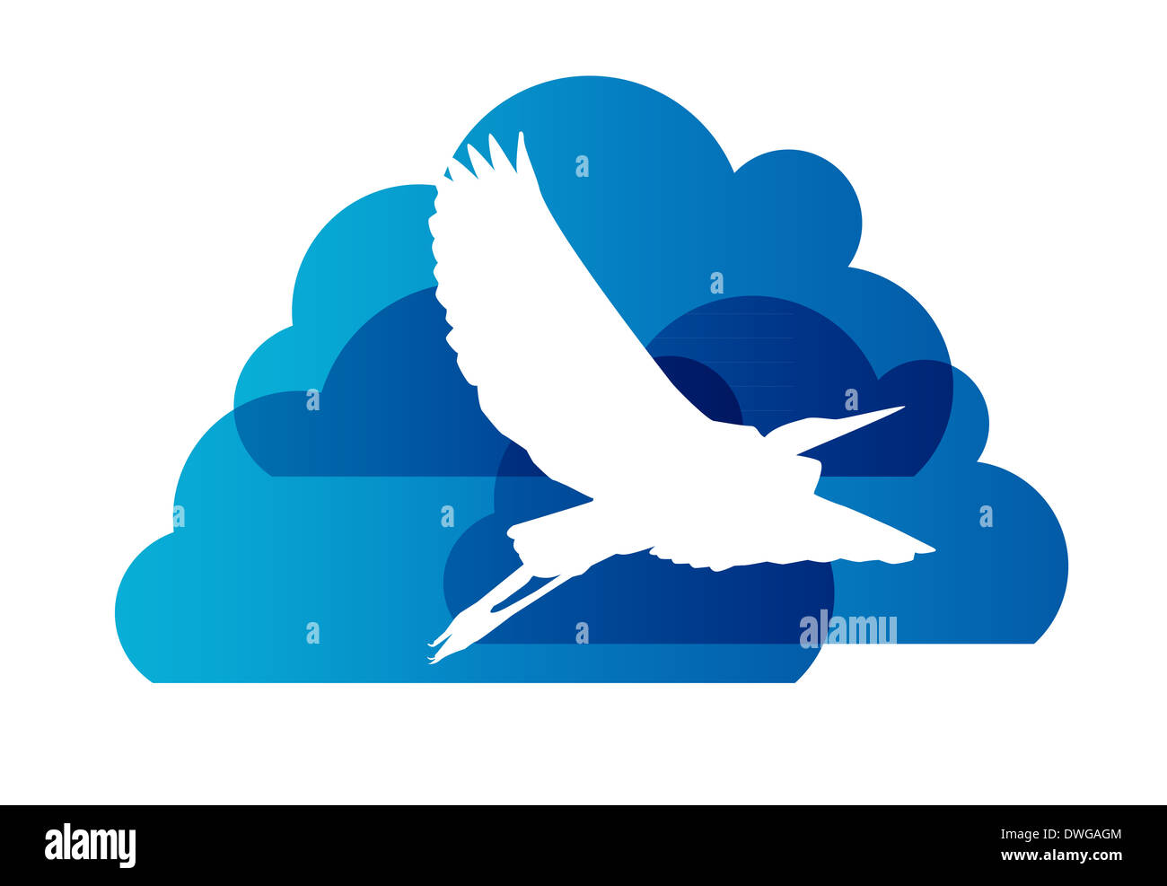 Natural Sign with Stork and Cloud Vector Illustration Stock Photo - Alamy