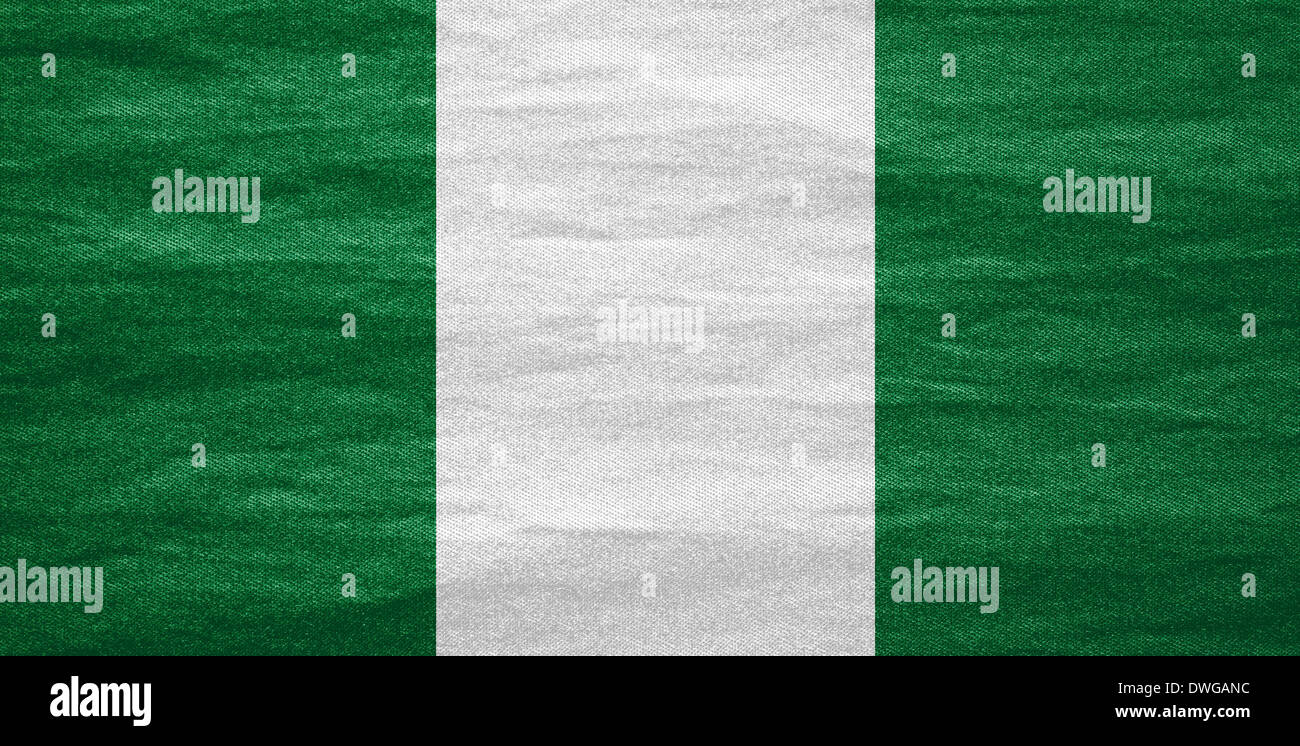 flag of Nigeria or Nigerian banner on canvas texture Stock Photo - Alamy