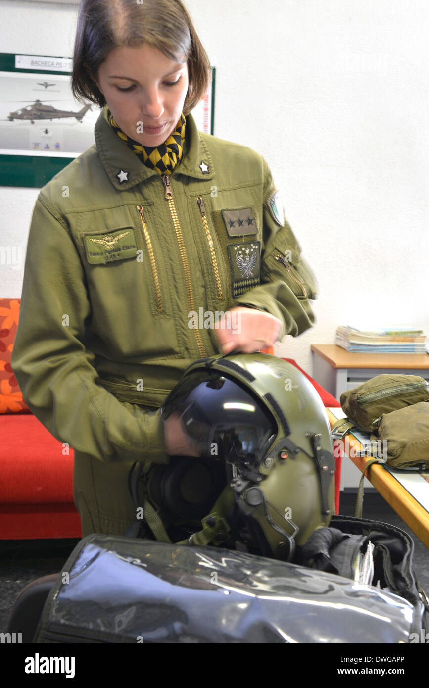 Italian military pilot in Mangusta helicopter cockpit Stock Photo - Alamy