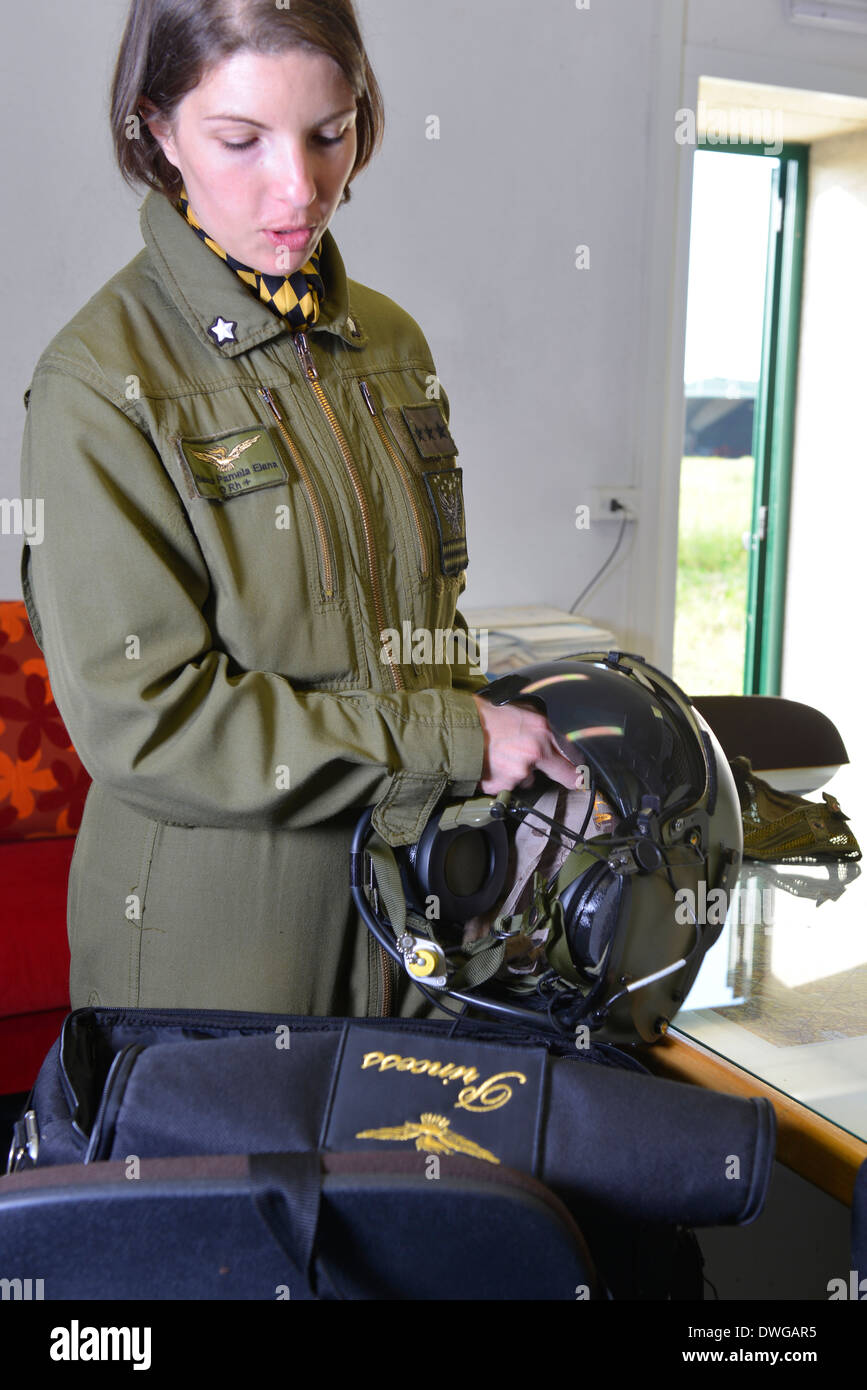Italian military pilot in Mangusta helicopter cockpit Stock Photo - Alamy