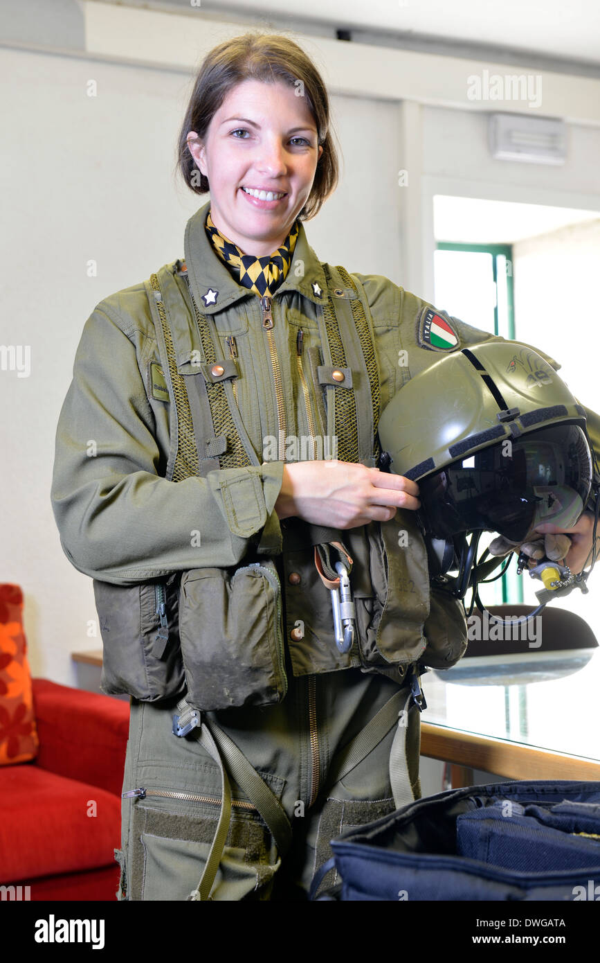 Italian military pilot in Mangusta helicopter cockpit Stock Photo - Alamy