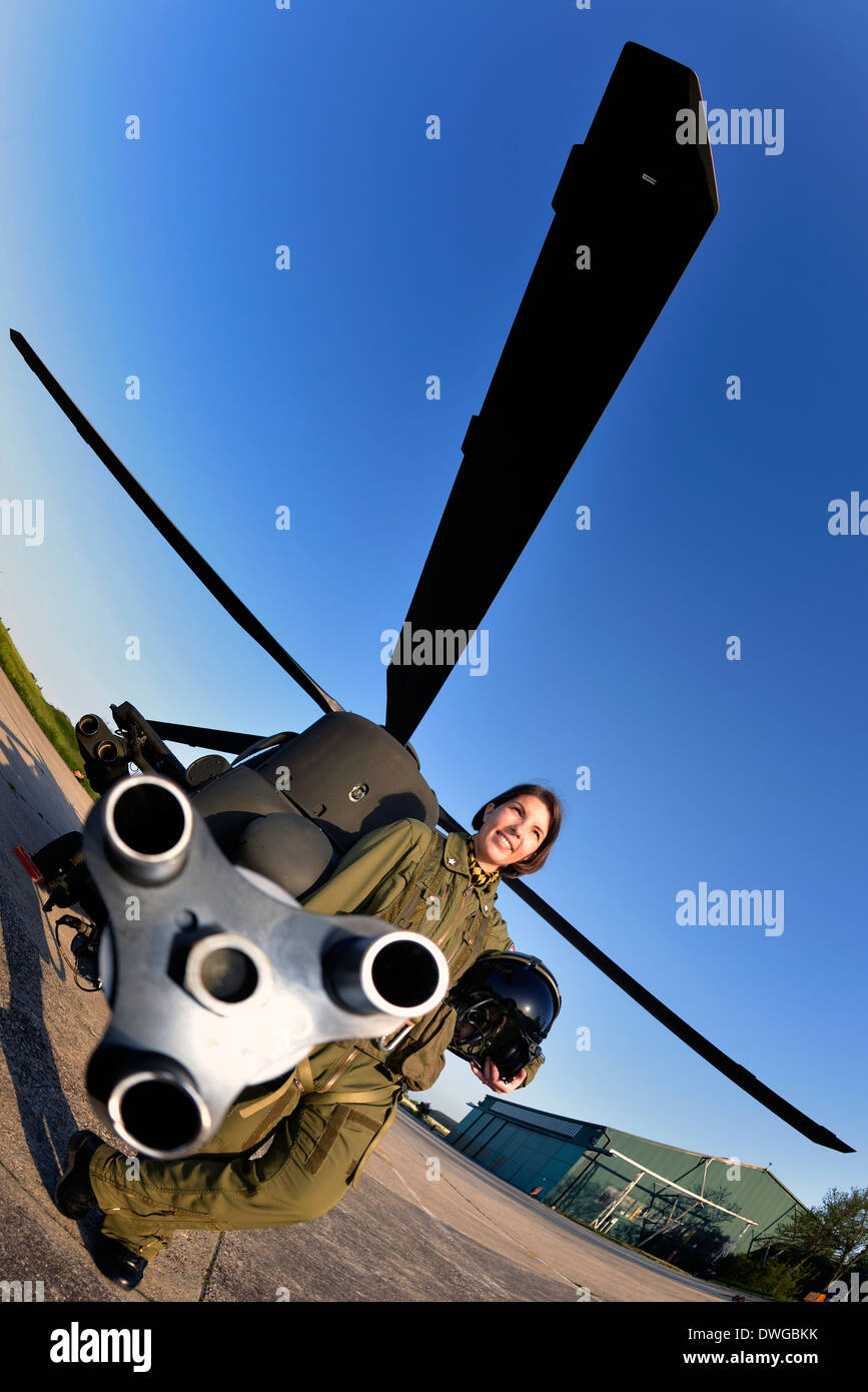Italian military pilot in Mangusta helicopter cockpit Stock Photo - Alamy