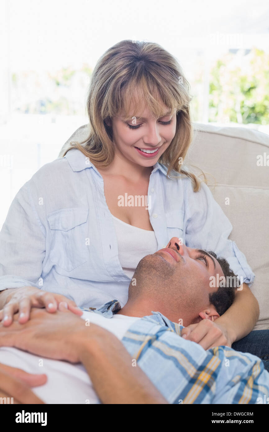 Man lying on womans lap hi-res stock photography and images - Alamy