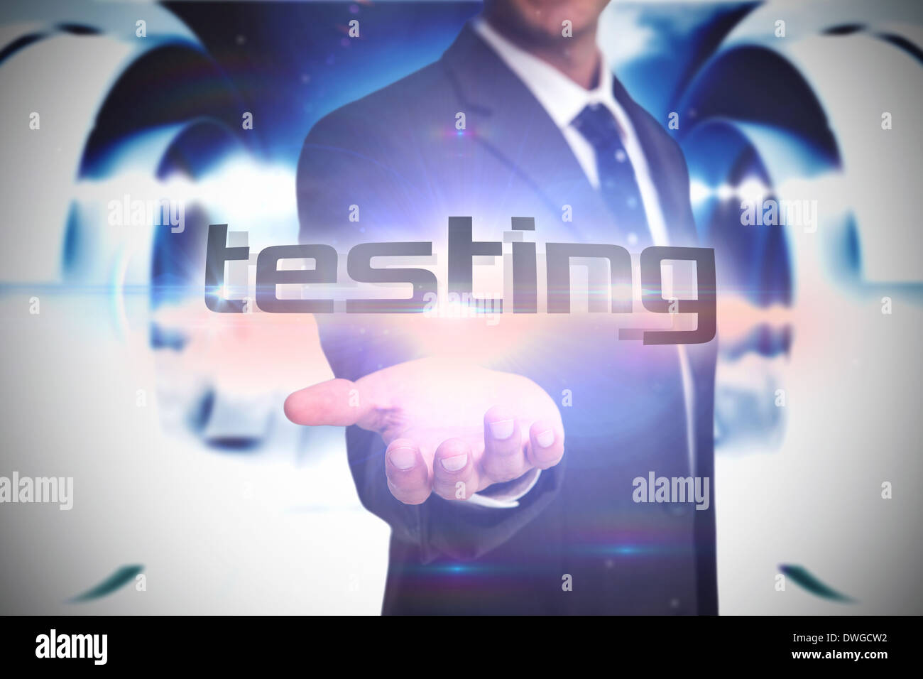 Testing against abstract cloud design in futuristic structure Stock ...