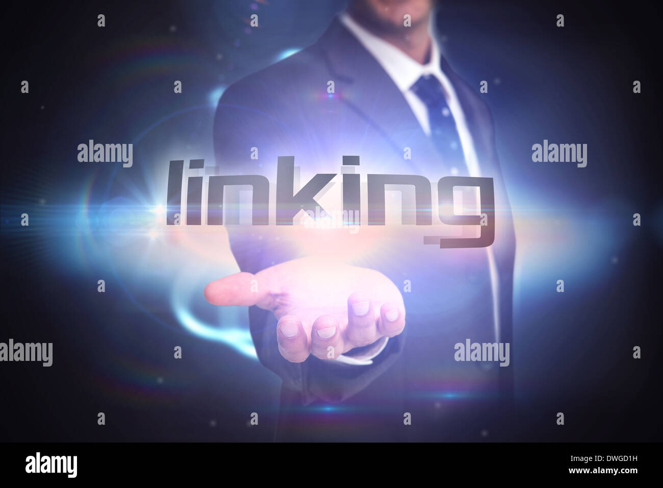 Linking against black background with shiny sphere Stock Photo - Alamy