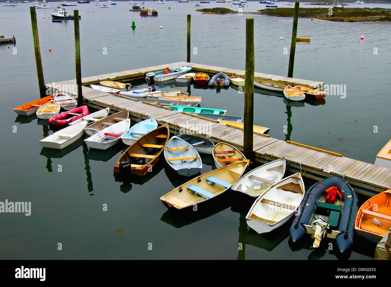dinghy docked on calm inlet Stock Photo - Alamy